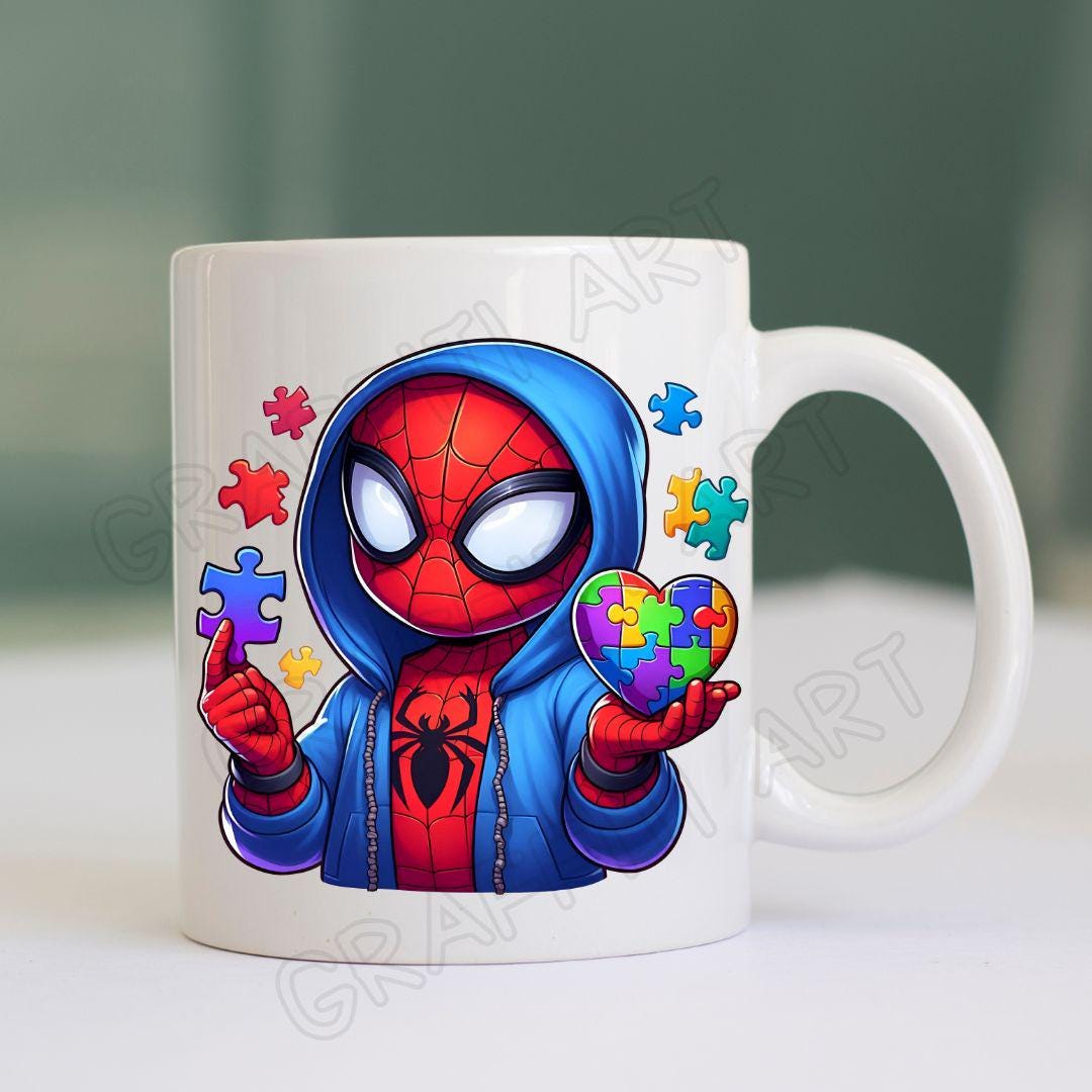 Spiderman Autism Awareness PNG: Superhero Puzzle Piece Design (digital ...
