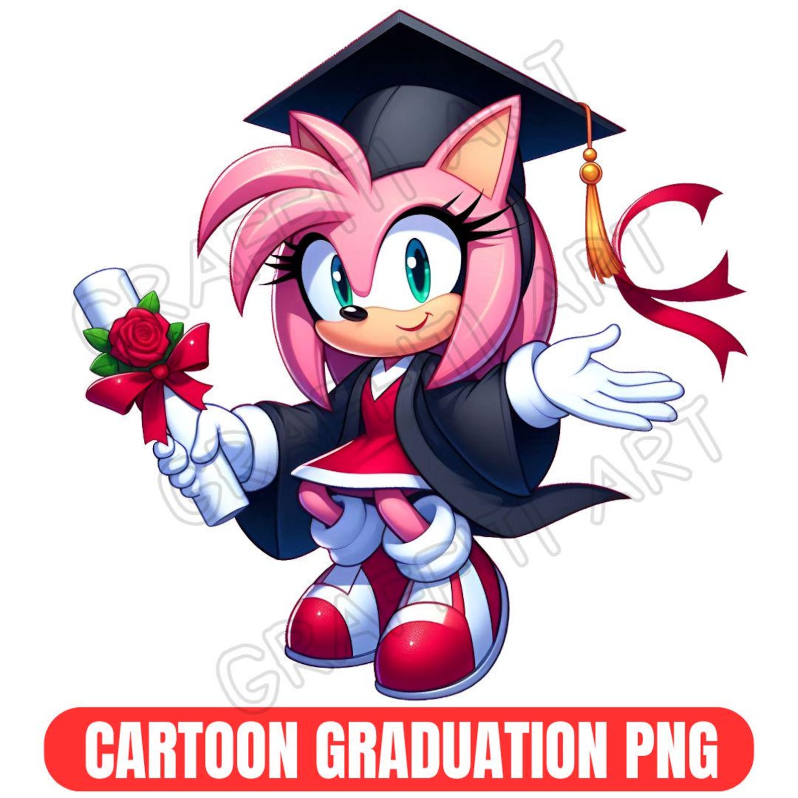 Graduation Sonic the Hedgehog PNG: Cartoon Clipart for Sublimation ...