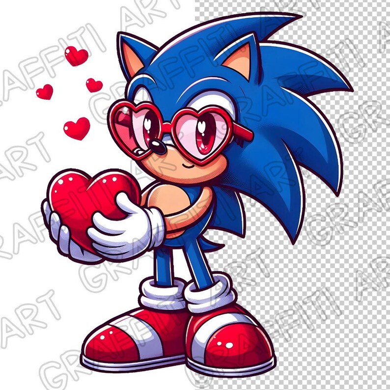 Valentine Sonic the Hedgehog PNG: Kids Cartoon Sublimation (digital ...