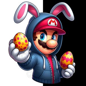 Super Mario Easter PNG: Kawaii Cartoon Clipart (digital Download) - Etsy