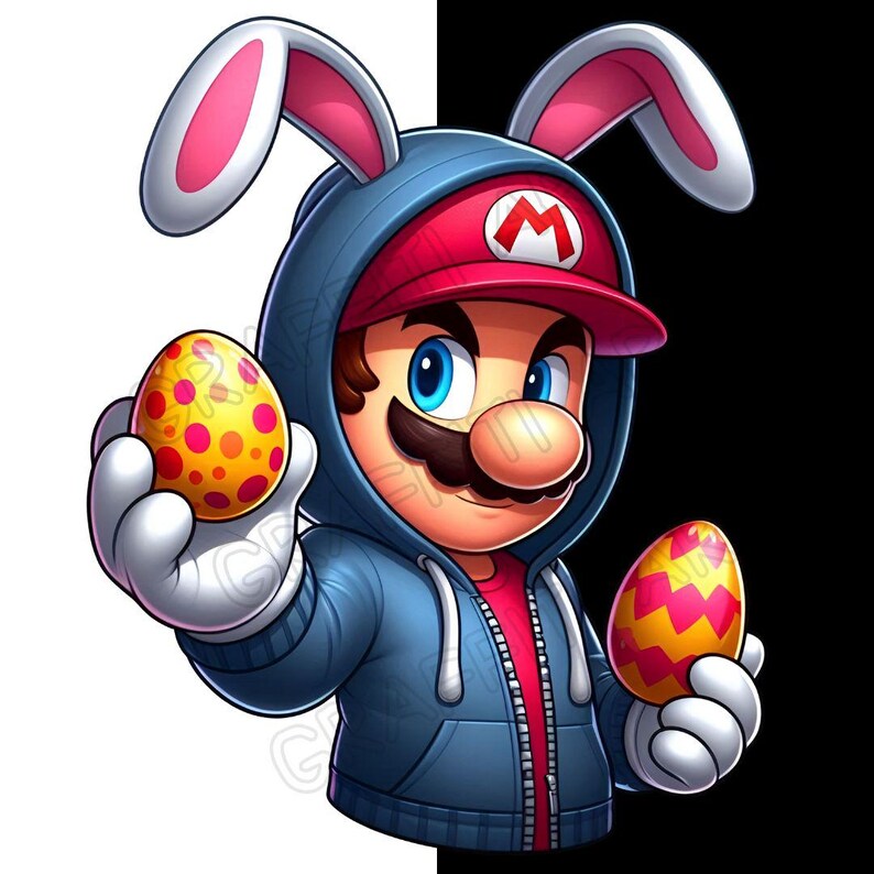 Super Mario Easter PNG: Kawaii Cartoon Clipart (digital Download) - Etsy