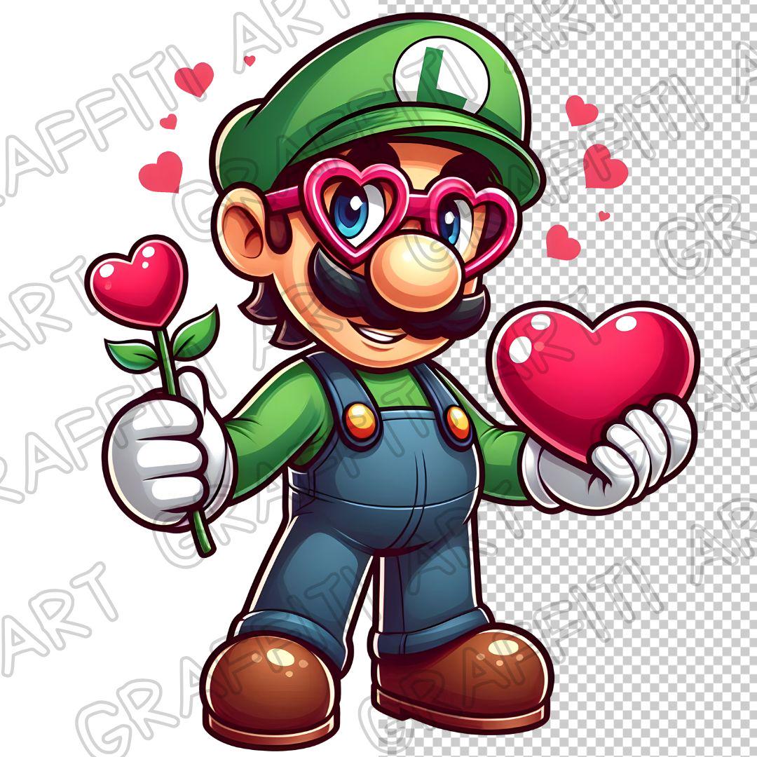 Valentine Super Mario PNG: Kids Cartoon Sublimation Design (digital ...