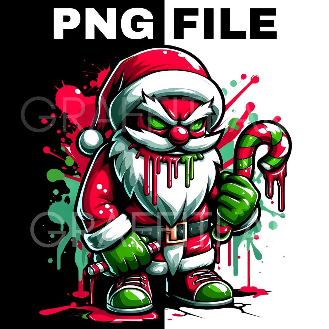 Santa Claus Graffiti Art - Christmas DTF Design - Festive Color Splash ...