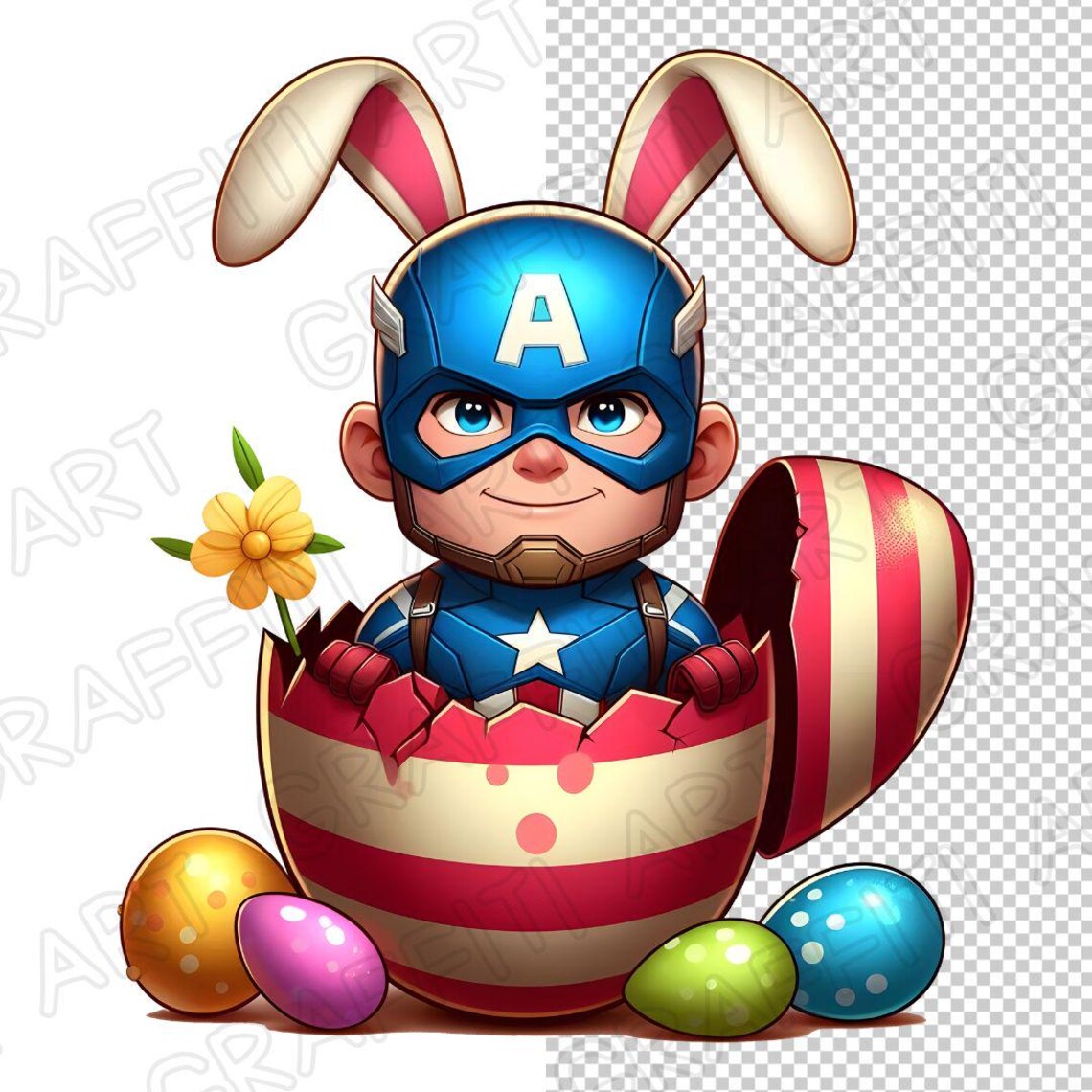 Superhero Easter PNG: Cartoon Character Shirt Sublimation (digital ...