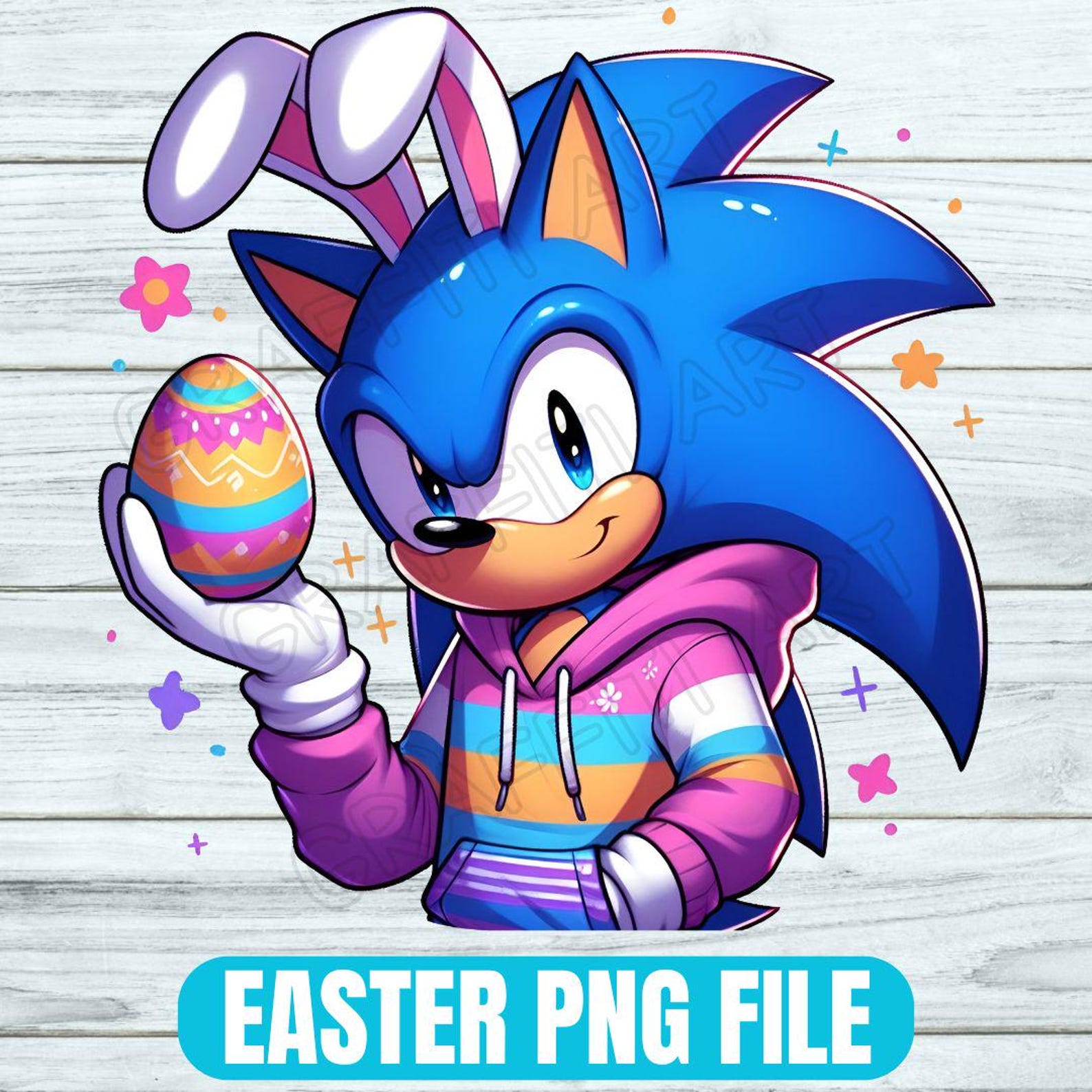 Sonic Easter PNG: Hedgehog With Bunny Ears (digital Download) - Etsy