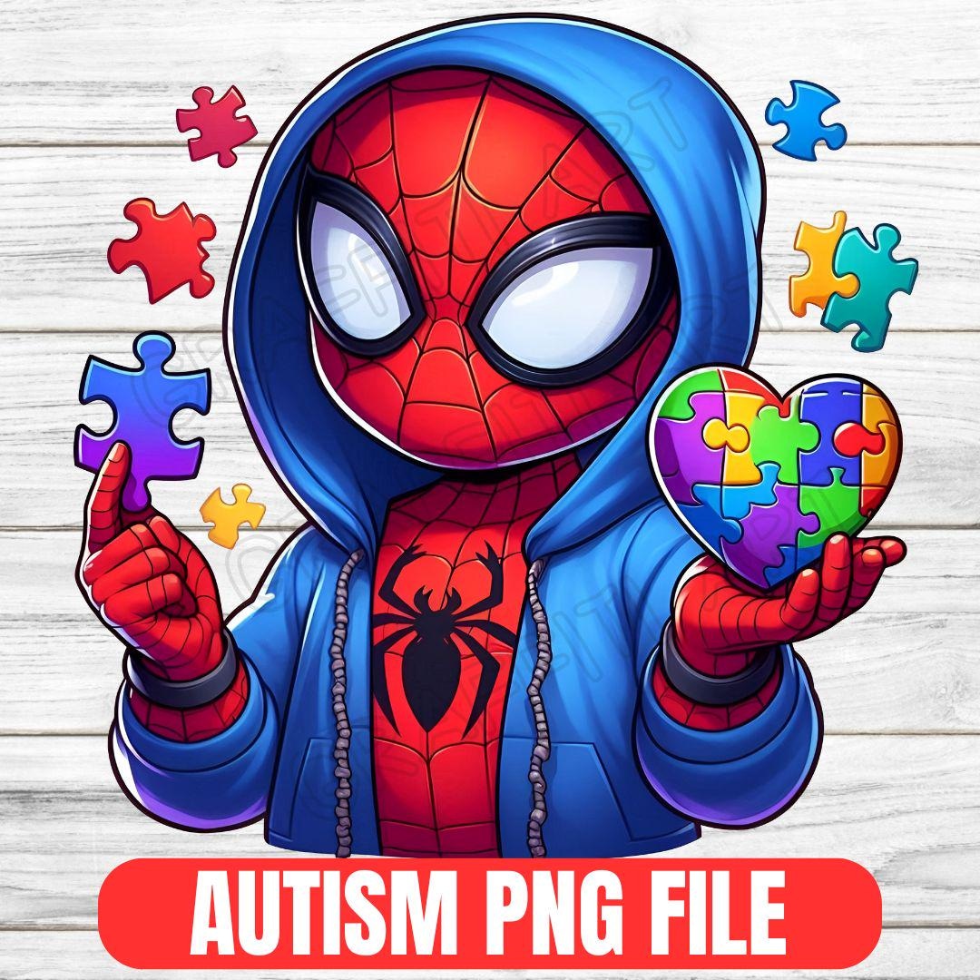 Wear Blue for Autism, Spiderman Autism PNG, Autism Awareness Superhero ...