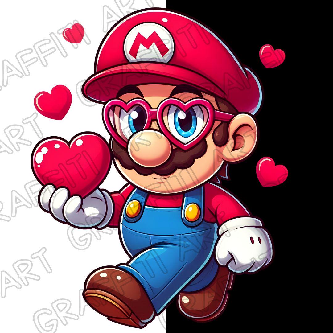 Valentine Super Mario Png, Valentine Sublimation Design, Valentine Day ...