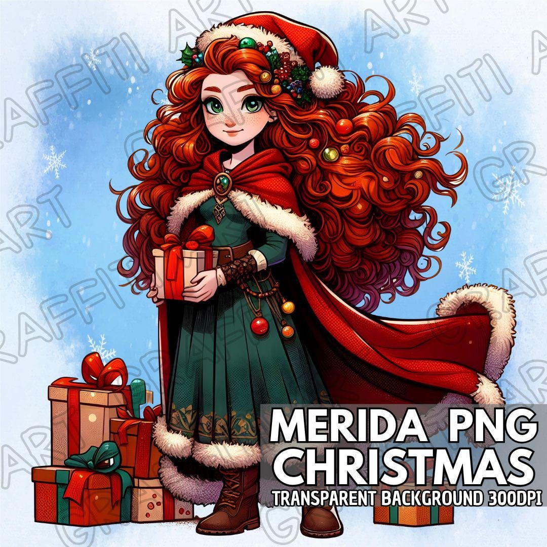 Christmas Princess Merida Png: Cartoon Shirt Design (digital Download ...