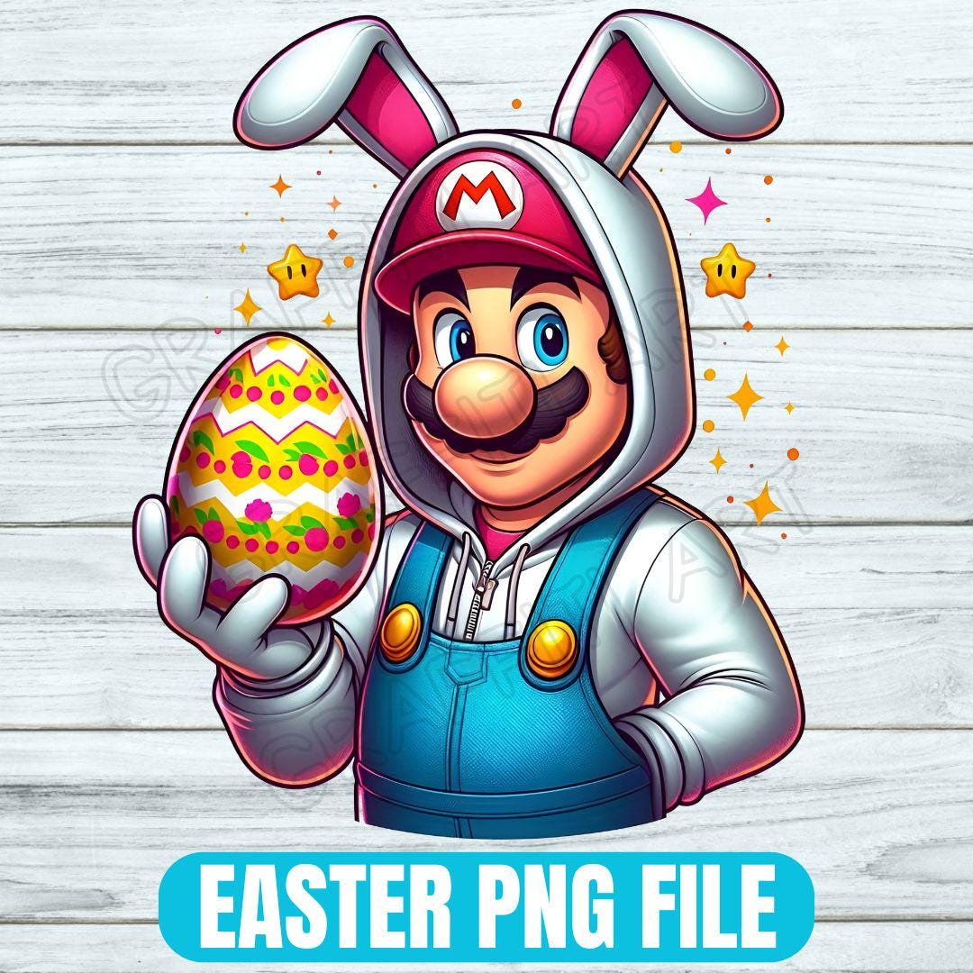 Kawaii Easter Png, Super Mario Png, Easter Mario Png Sublimation Design ...