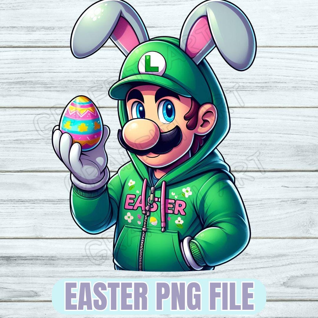 Super Mario Easter PNG: Kids Cartoon Sublimation Design (digital ...