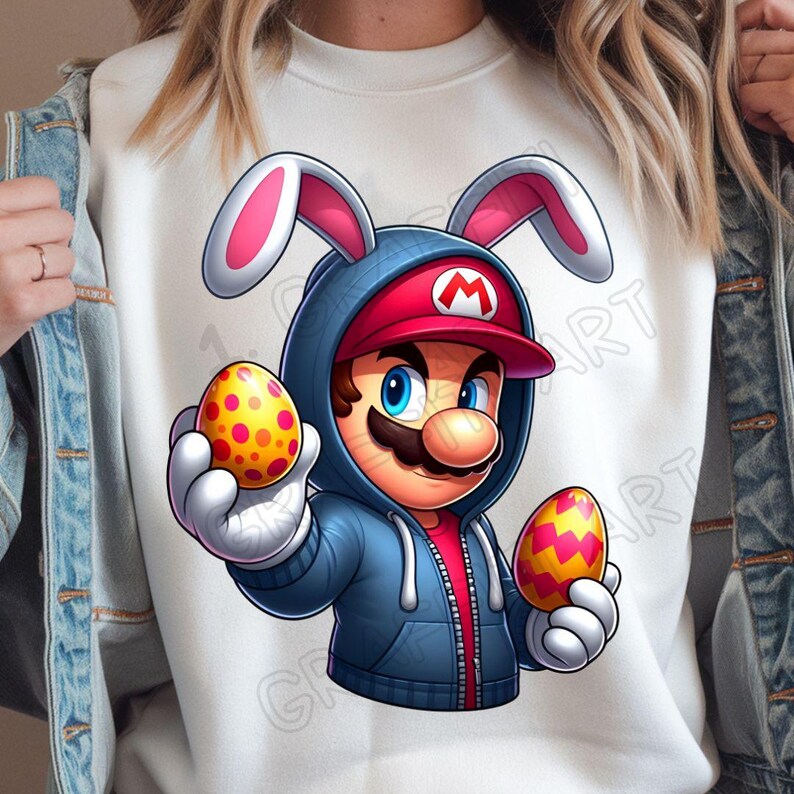 Super Mario Easter PNG: Kawaii Cartoon Clipart (digital Download ...