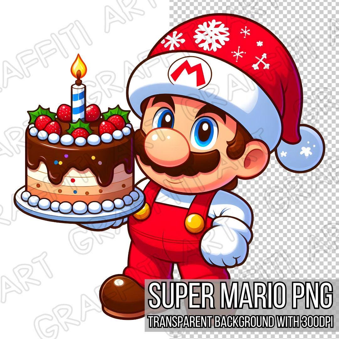 First Birthday in Christmas Super Mario Winter Digital Design PNG ...
