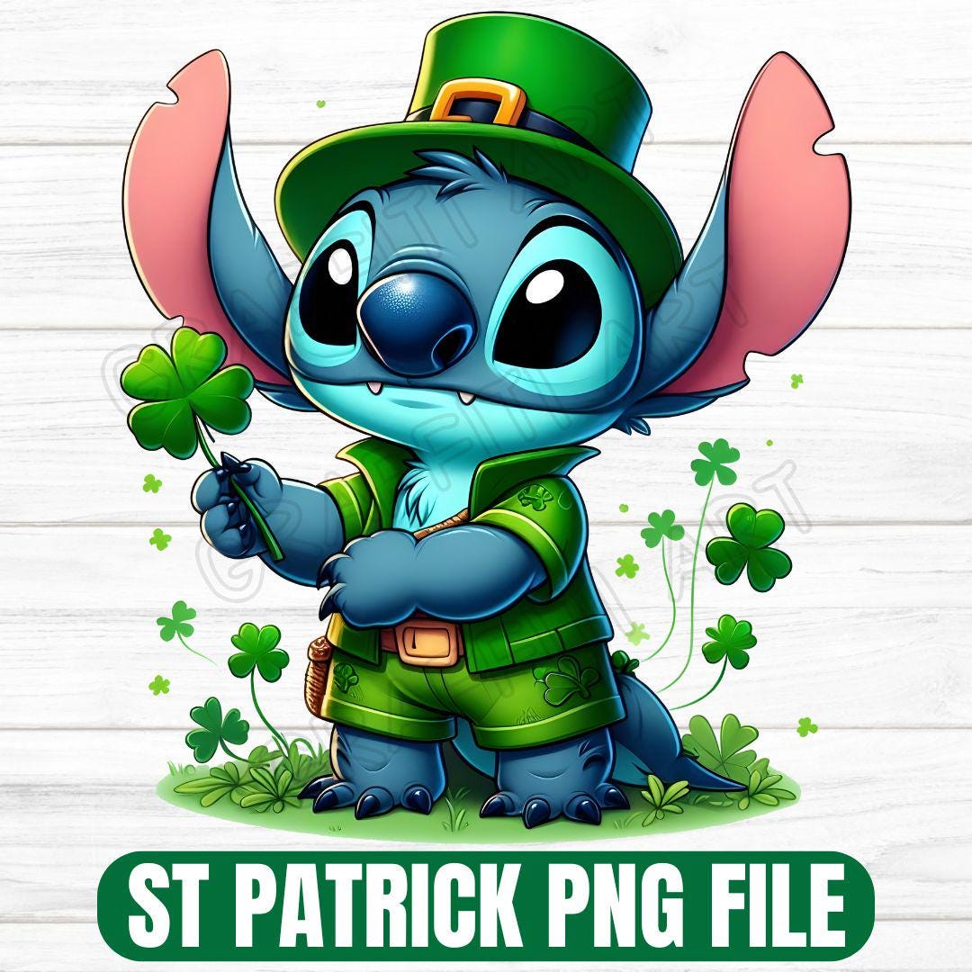 Stitch St Patrick's Day PNG: Cartoon Clipart (digital Download) - Etsy