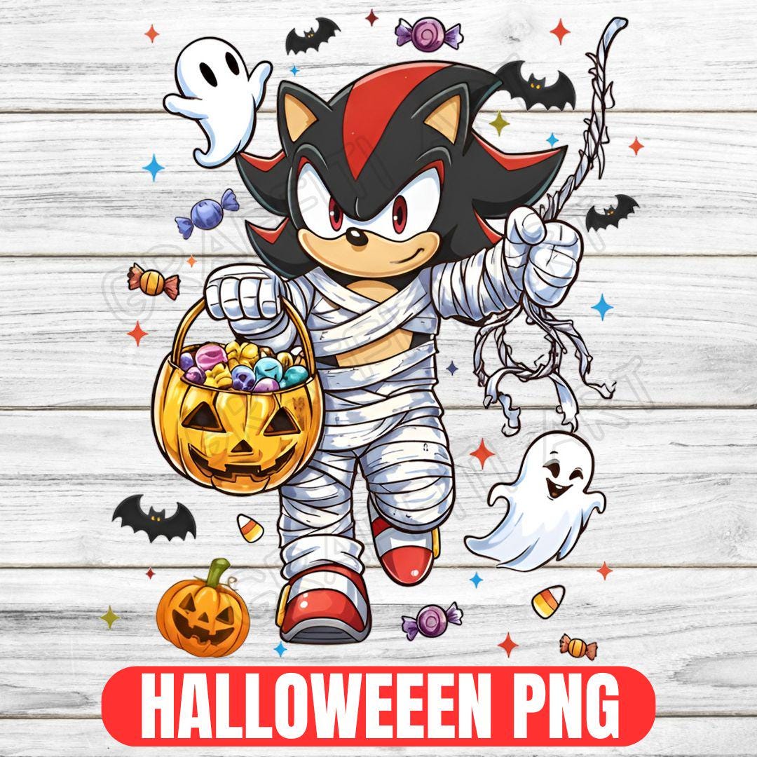 Sonic Mummy Halloween PNG: Kids Cartoon Sublimation Design (digital ...