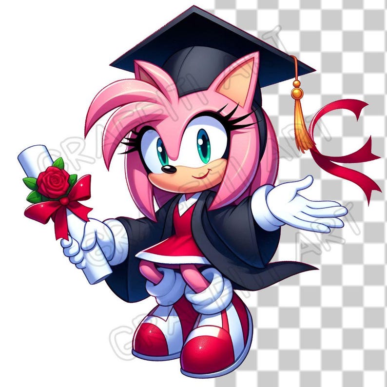 Graduation Sonic the Hedgehog PNG: Cartoon Clipart for Sublimation ...