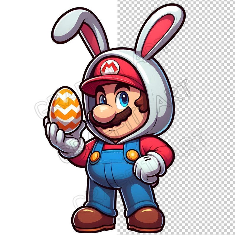 Super Mario Easter PNG: Kids Cartoon Sublimation Design (digital ...