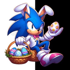 Sonic Easter PNG: Kawaii Cartoon Design (digital Download) - Etsy