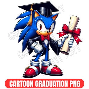 Sonic Graduation PNG: Cartoon Hedgehog Clipart - Etsy
