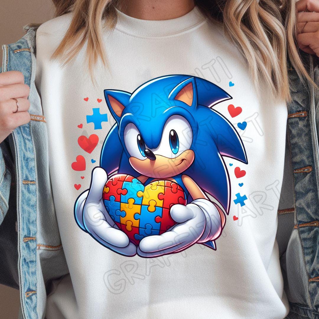 Sonic Autism Awareness PNG: Kids Cartoon Shirt Design (digital Download ...