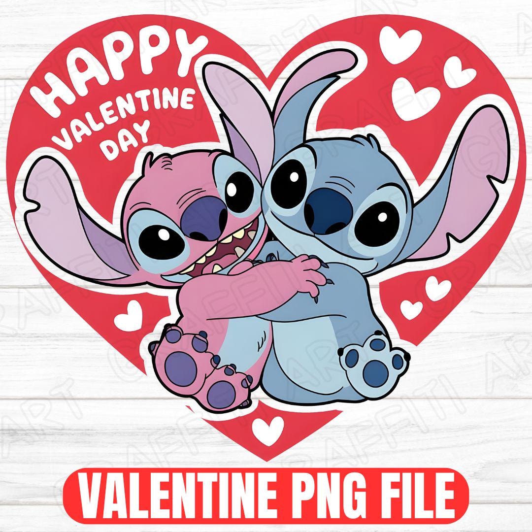 Stitch Valentine's Day PNG: Cartoon Characters (digital Download ...