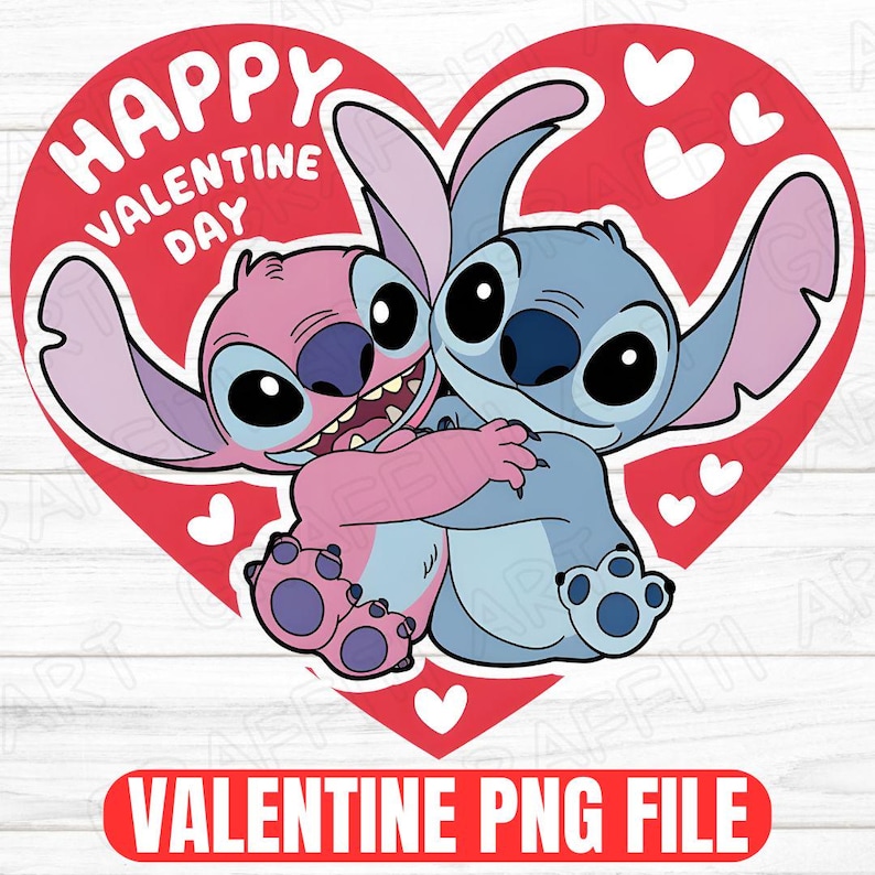 Stitch Valentine's Day PNG: Cartoon Characters (digital Download ...