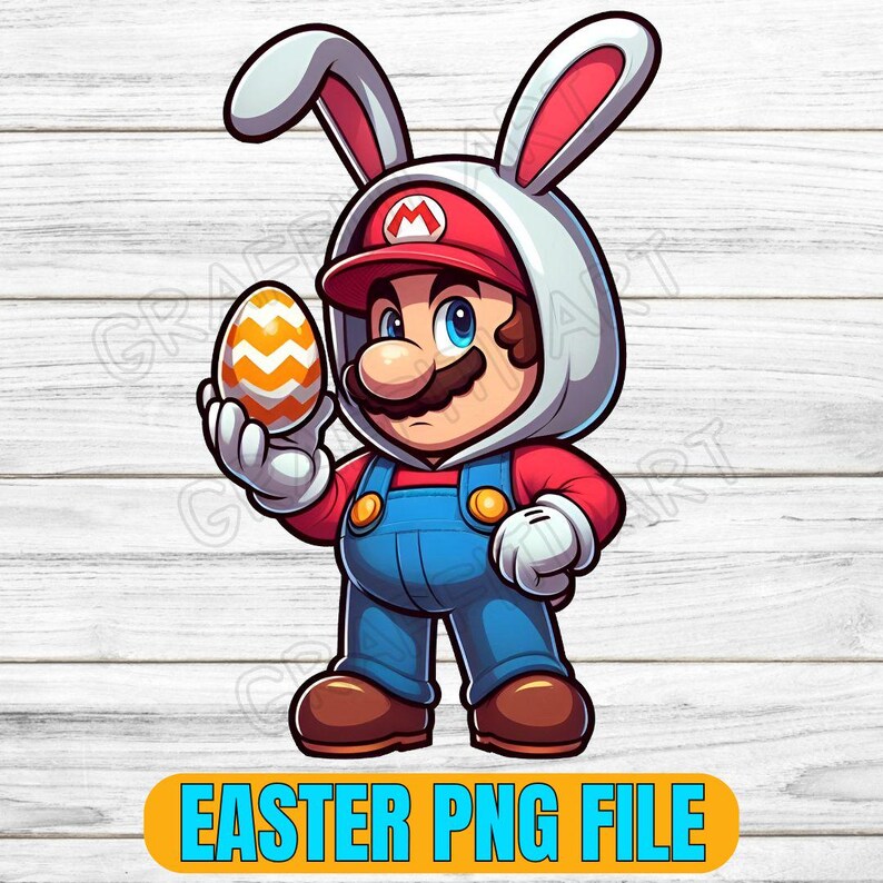 Super Mario Easter PNG: Kids Cartoon Sublimation Design (digital ...