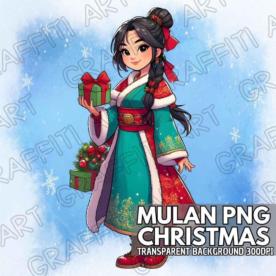 Christmas Mulan PNG: Cartoon Princess Shirt Design (digital Download ...