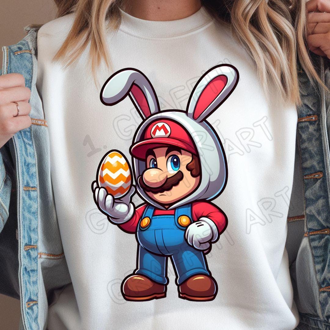 Super Mario Easter PNG: Kids Cartoon Sublimation Design (digital ...
