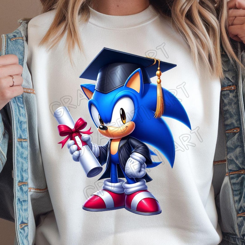 Sonic Graduation PNG: Cartoon Hedgehog Clipart - Etsy