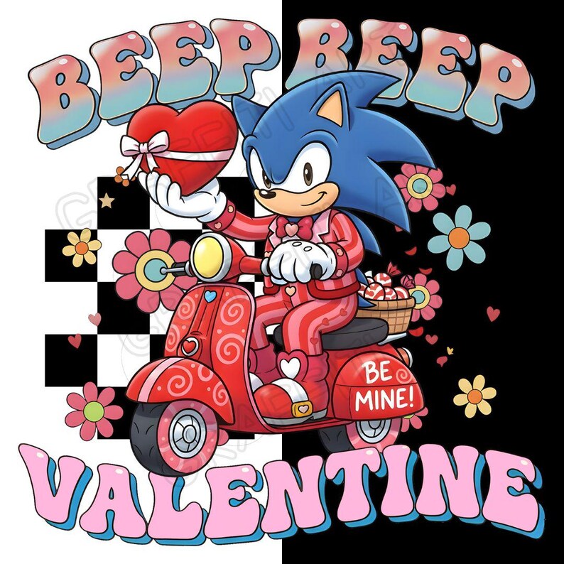 Valentine Sonic PNG: Kids Cartoon Sublimation Design (digital Download ...