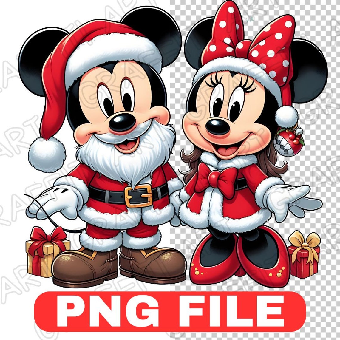 Minnie Mouse Christmas PNG: Cartoon Clipart Design (digital Download ...