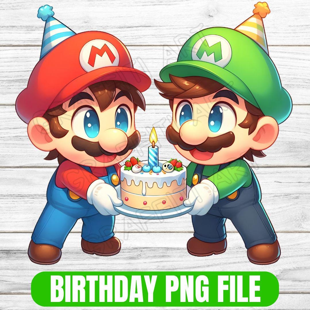 Super Mario Birthday PNG: Kids Cartoon Invitation (digital Download) - Etsy