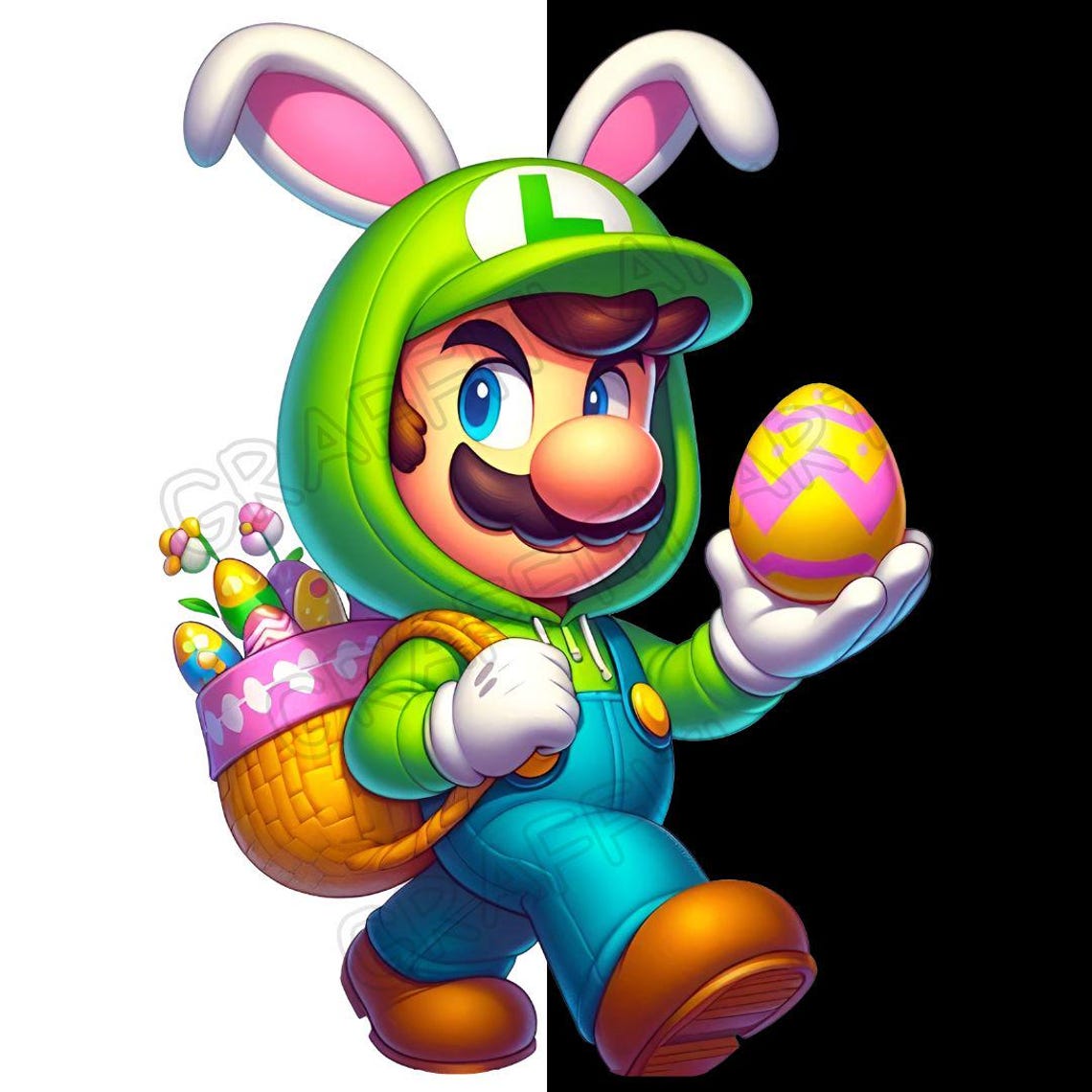 Super Mario Easter PNG: Kids Cartoon Sublimation Design (digital ...