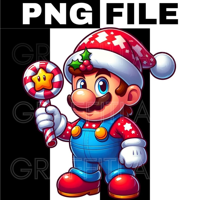 Christmas Super Mario Png Design, Christmas Sublimation Design ...
