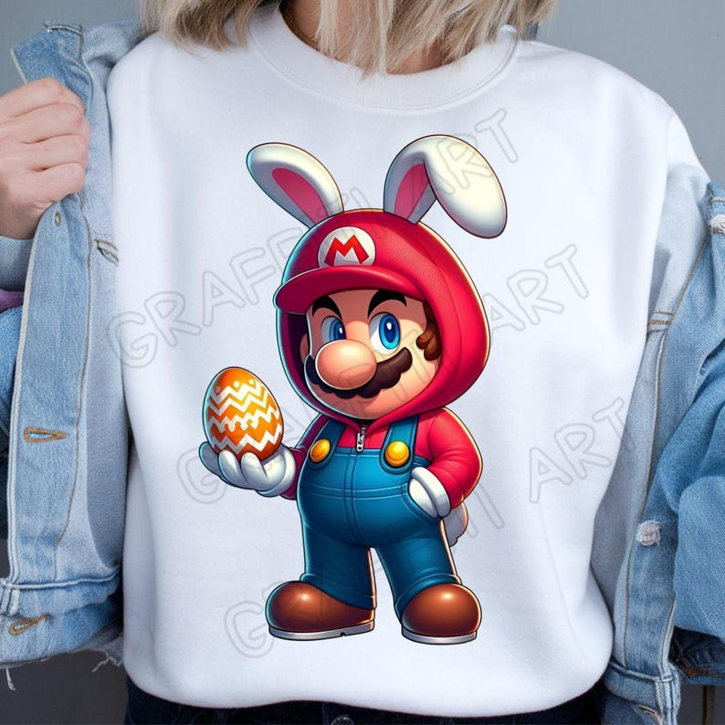 Kawaii Easter Png, Super Mario Png, Easter Mario Png Sublimation Design ...