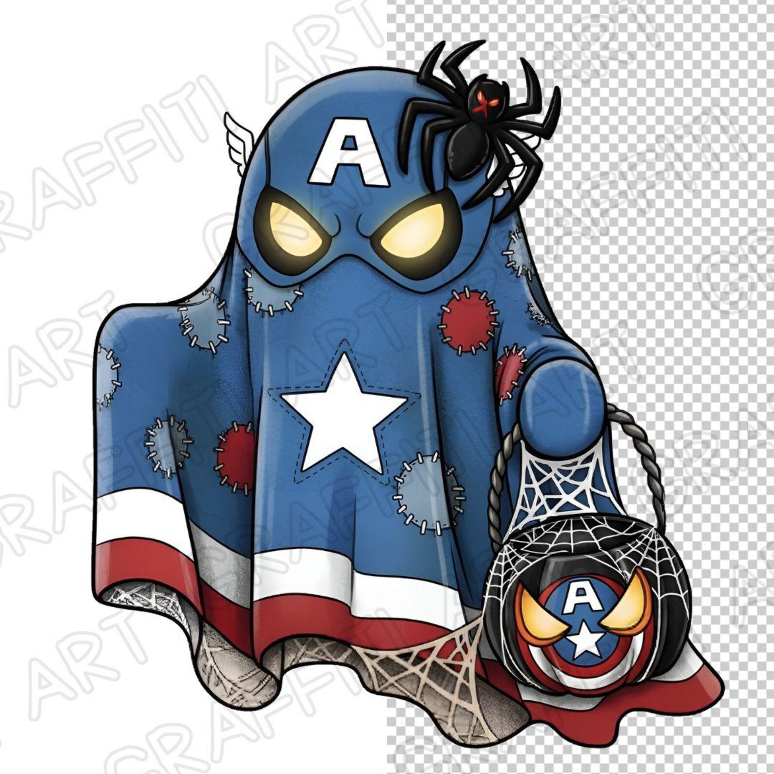Ghost Superhero Halloween PNG: Kids Cartoon Sublimation Design (digital ...