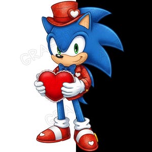 Valentine Sonic the Hedgehog PNG: Kids Cartoon Sublimation Design ...