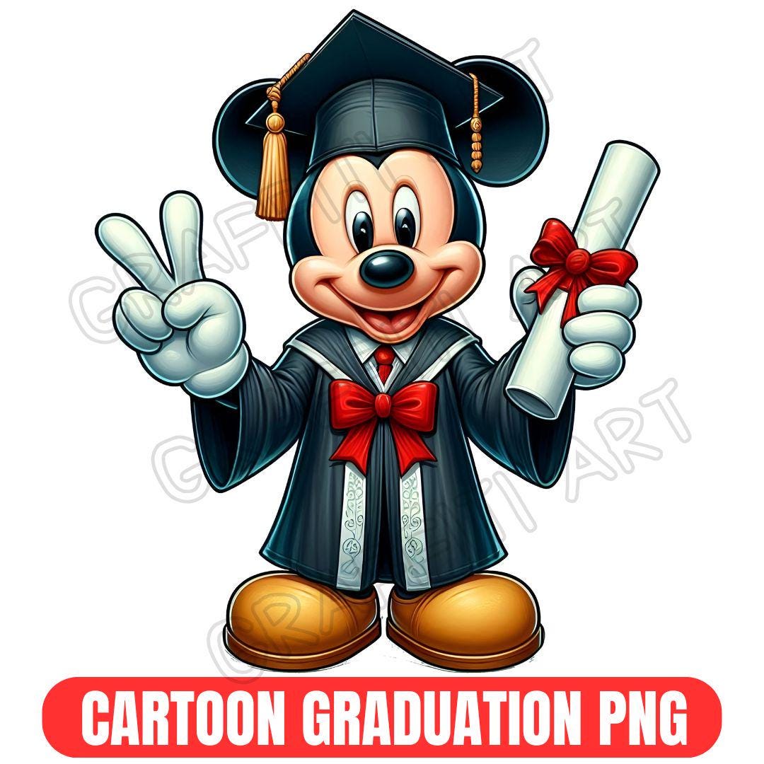 Mickey & Minnie Mouse Graduation PNG: Cartoon Clipart (digital Download ...