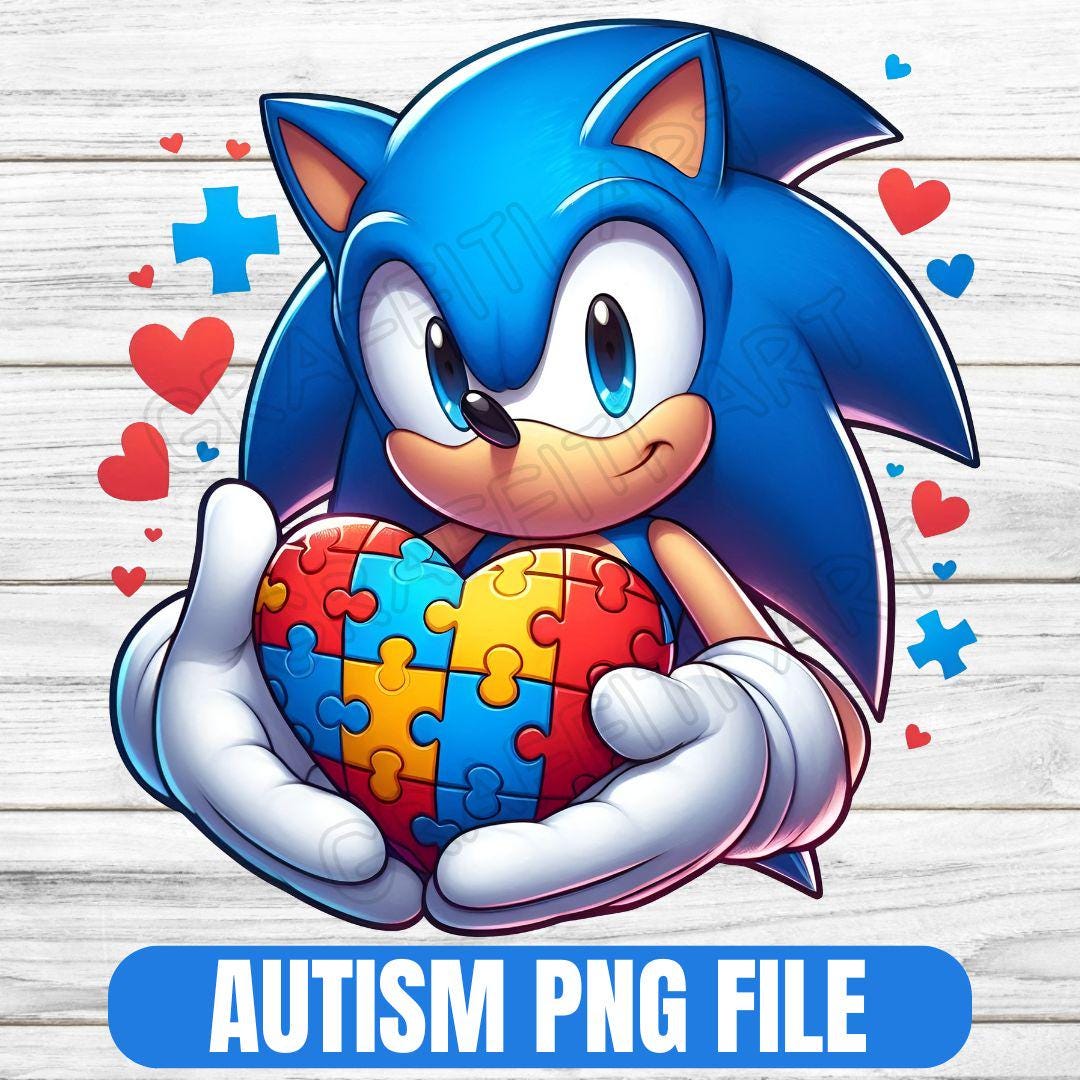 Sonic Autism Awareness PNG: Kids Cartoon Shirt Design (digital Download ...