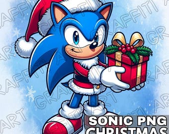 Sonic Christmas PNG: Cartoon Sublimation Design (digital Download) - Etsy
