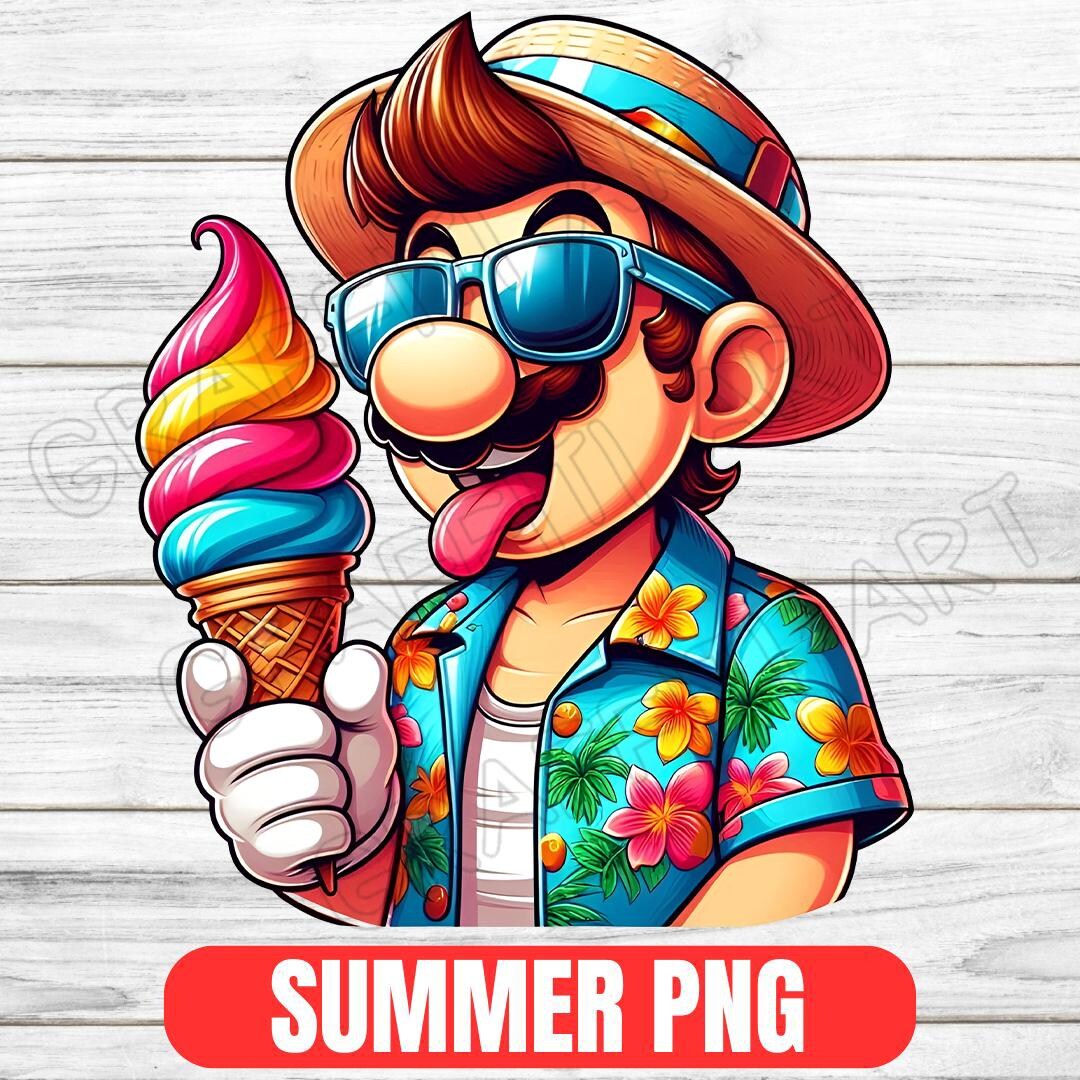 Summer Vibes Png Kids Cartoon, Super Mario Png Sublimation Design ...