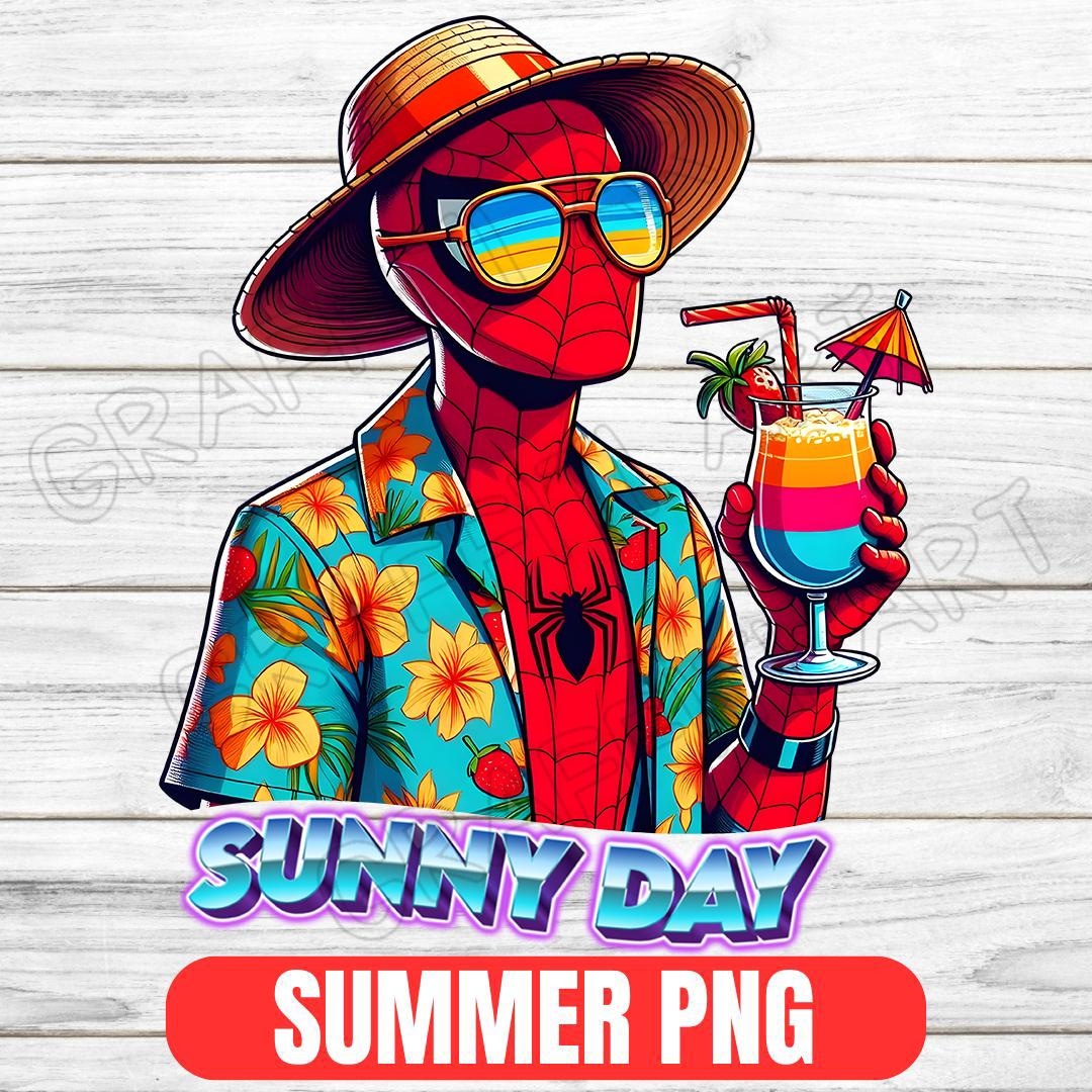 Spiderman Summer Vibe PNG: Kids Cartoon Sublimation Design (digital ...