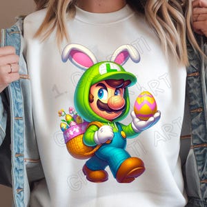 Super Mario Easter PNG: Kids Cartoon Sublimation Design (digital ...