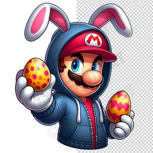 Super Mario Easter PNG: Kawaii Cartoon Clipart (digital Download) - Etsy