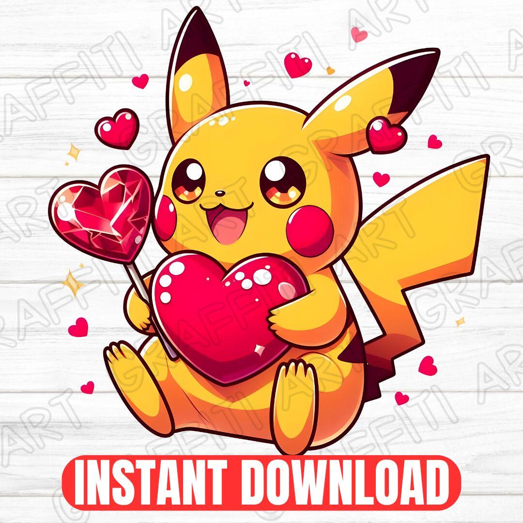 Cute Pokemon Valentine PNG, Kids Cartoon Clip Art (digital Download) - Etsy