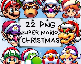Super Mario Christmas Png , Cartoon Clipart,christmas Sublimation ...