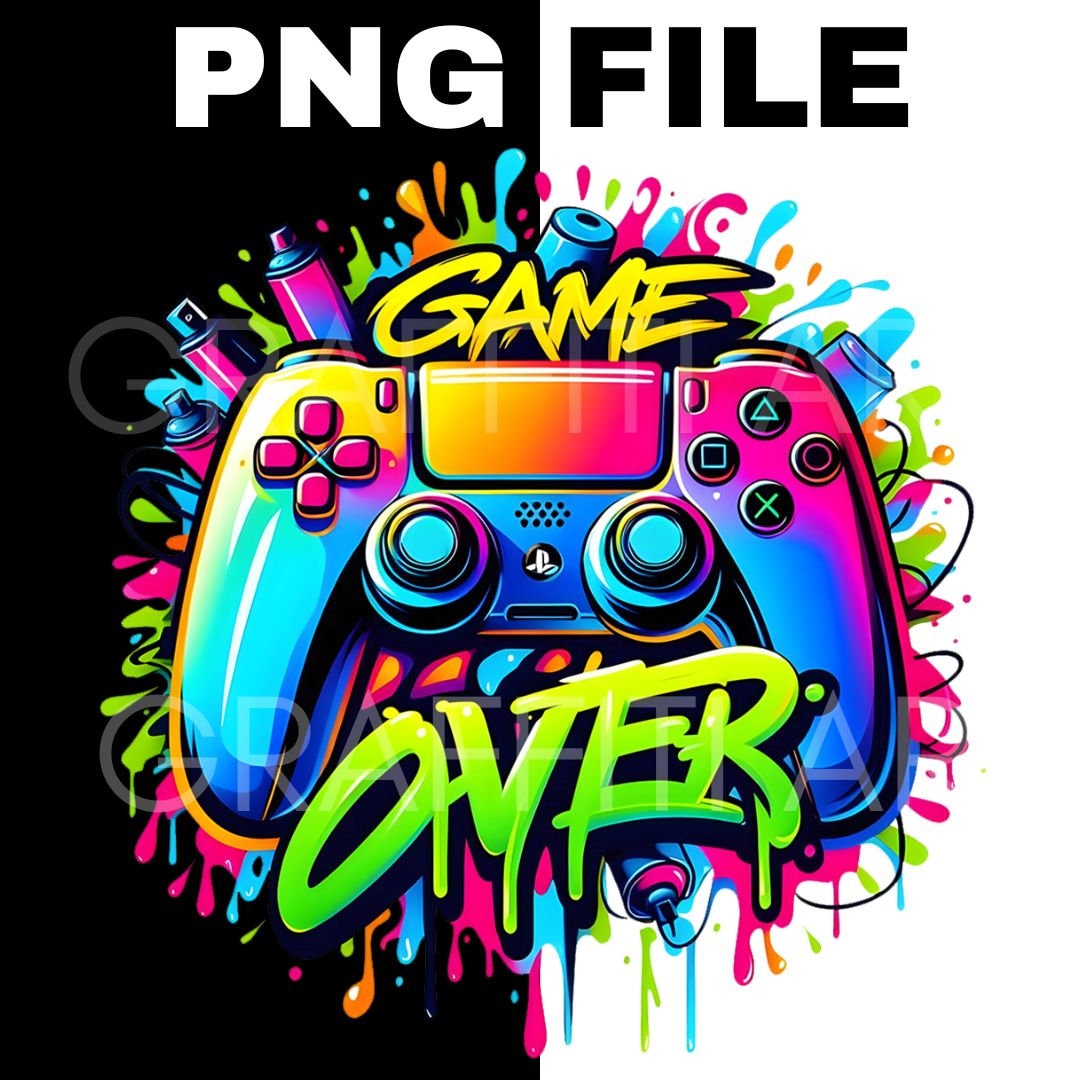 Graffiti Game Over Gaming Controller PNG: Urban Art (Digitaler Download ...
