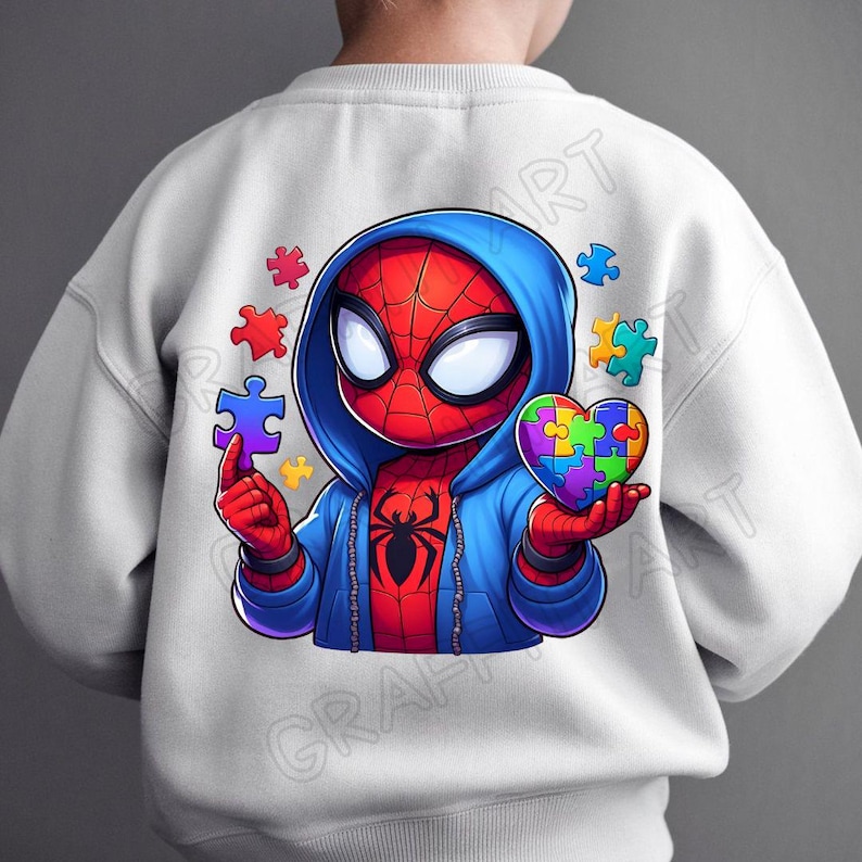 Spiderman Autism Awareness PNG: Superhero Puzzle Piece Design (digital ...