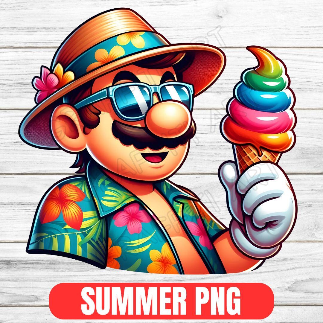 Summer Vibes Png Kids Cartoon, Super Mario Png Sublimation Design ...