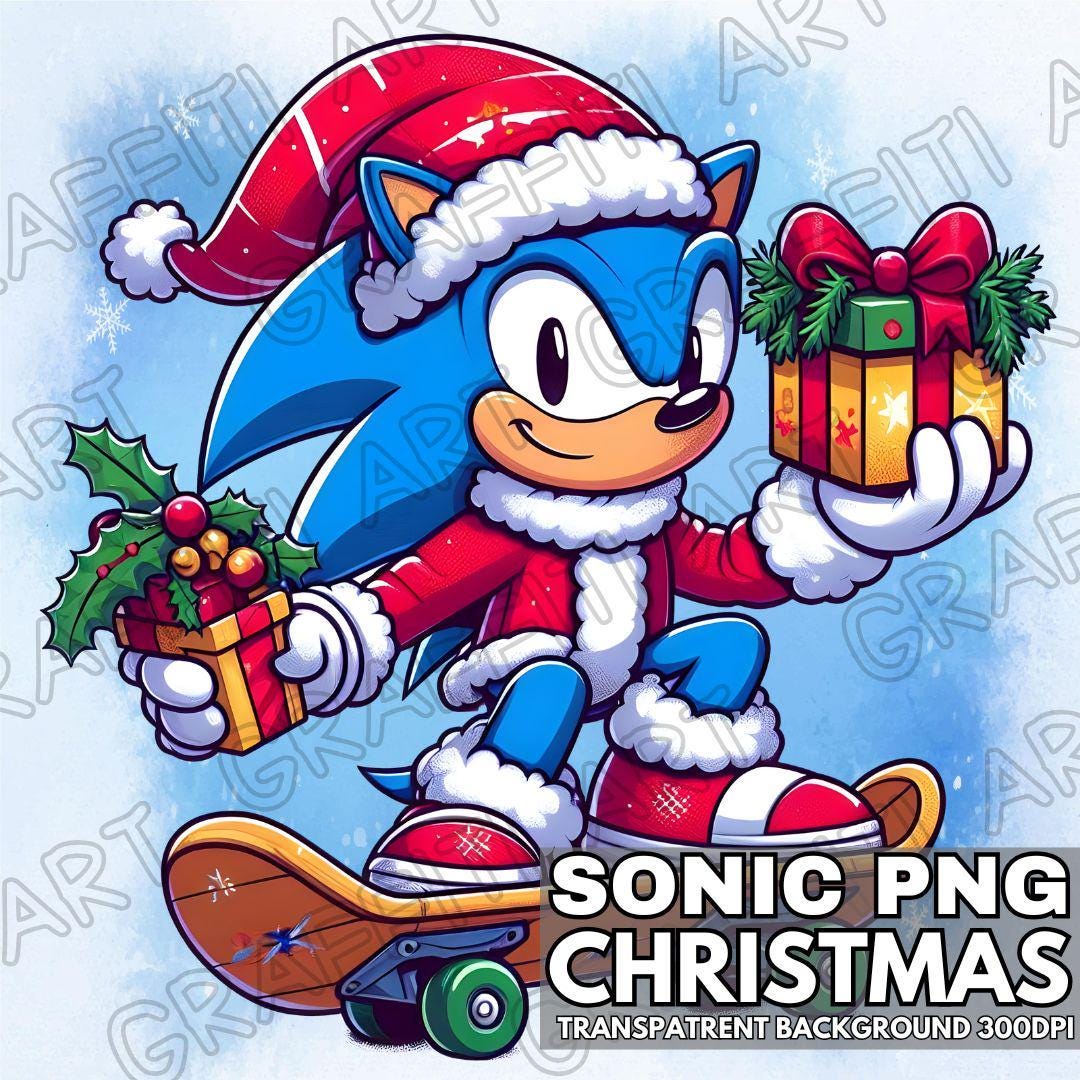 Christmas Sonic the Hedgehog PNG: Skateboard Design (digital Download ...
